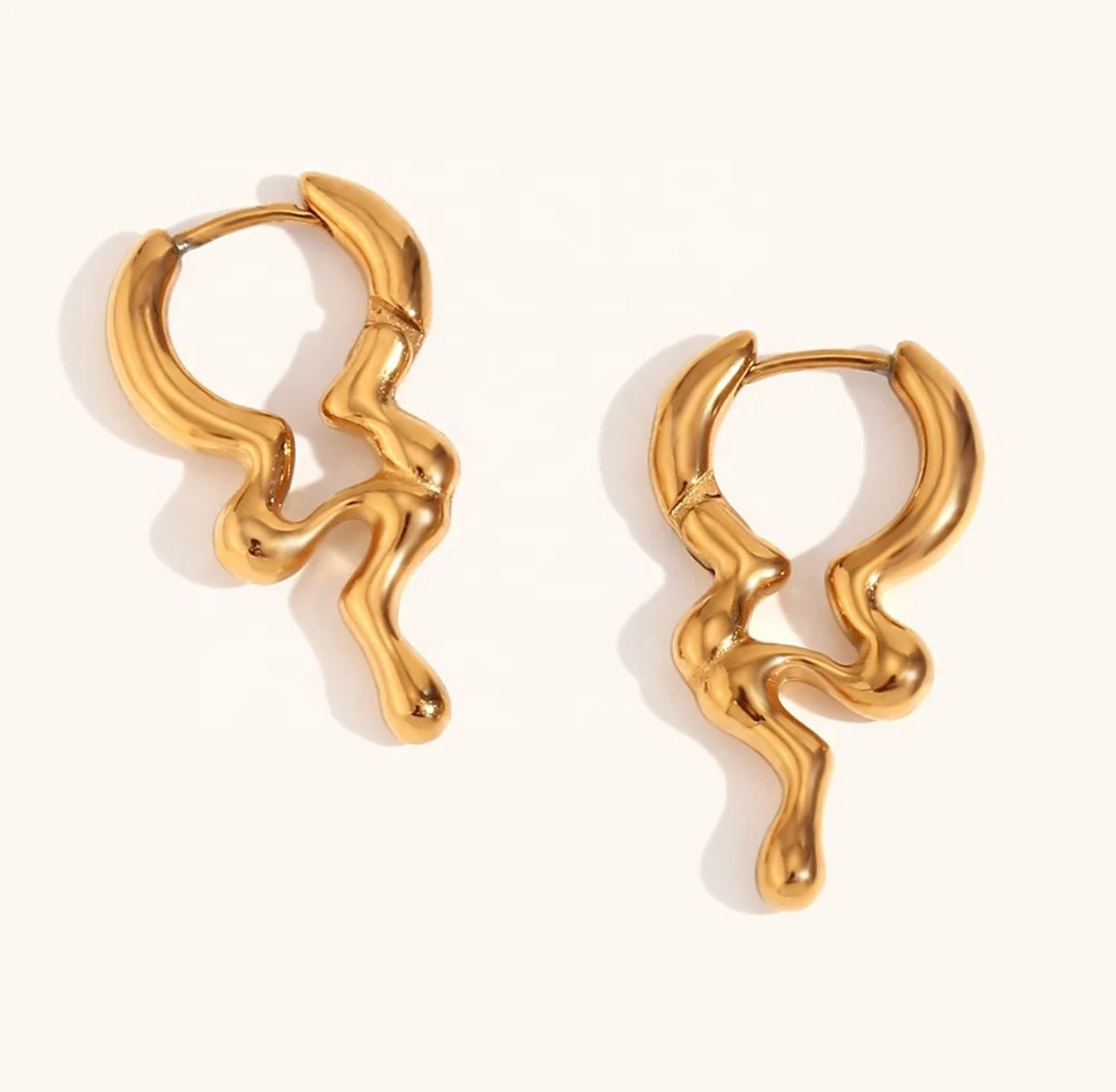 Melted Asymmetrical Gold Earrings - Gems for a Gem