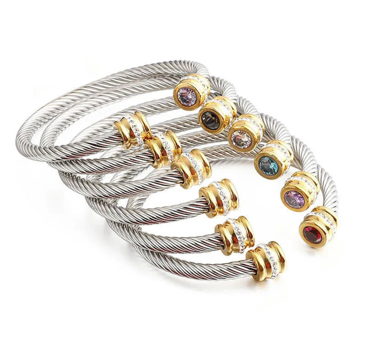 Love Twisted Cable Bangle Bracelet for Women - Gems for a Gem